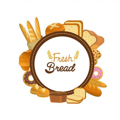 Etiqueta Engomada Emblema Pan Fresco Panadería Vector Premium Food