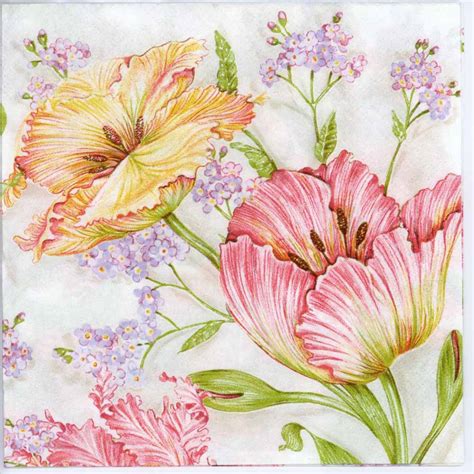 Decoupage Napkins Of Pink Pastel Tulips