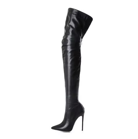 Pu Over Knee Zipper Large Size High Heel Boots Power Day Sale