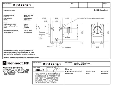 Isolator K Male Input K Female Output 265 310 Ghz 18 Db Isolation