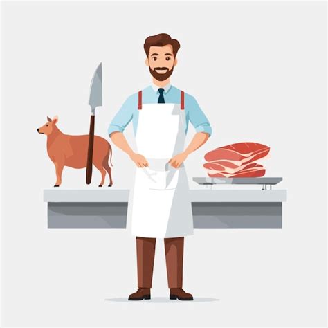 Premium Vector Butcher Vector On White Background