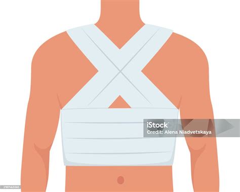 가슴에 붕대를 감은 남자 골절 치료 붕대 흉부 건강 관리 부상 의학 외상 사고 개념 벡터 일러스트 레이 션 골절에 대한 스톡 벡터 아트 및 기타 이미지 Istock