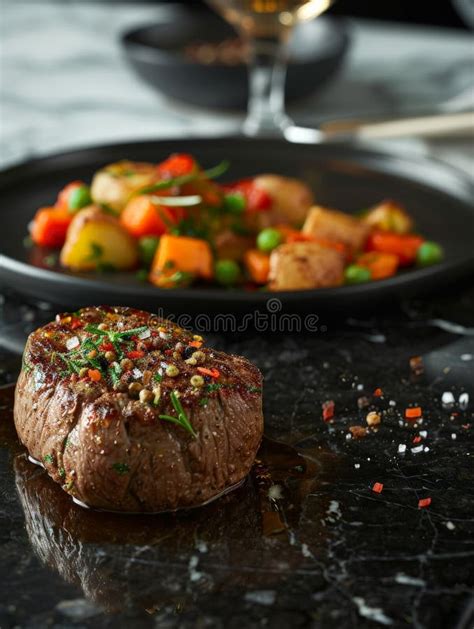 Gourmet Steak Dinner With Wine Stock Illustration Illustration Of