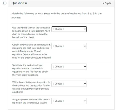 Solved Match The Following Analysis Steps With The Order Of Chegg