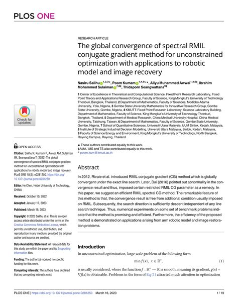 Pdf The Global Convergence Of Spectral Rmil Conjugate Gradient Method