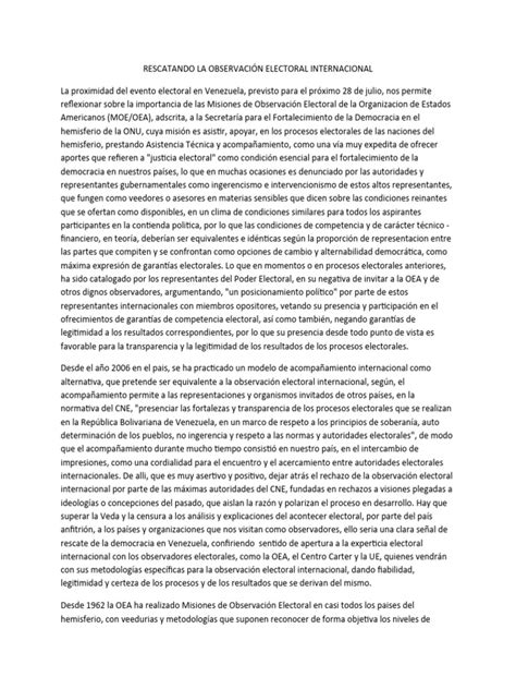La Proximidad De Elecciones Escrito Eei Mayo 24 Pdf Democracia
