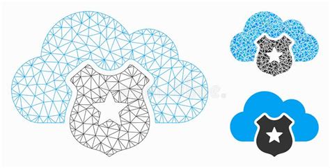 Cloud Shield Vector Mesh Carcass Model And Triangle Mosaic Icon Stock Vector Illustration Of