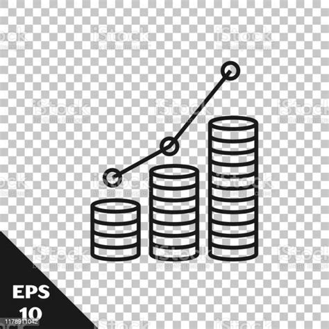 검은 선 원형 차트 인포 그래픽 과 투명 한 배경에 격리 동전 아이콘 다이어그램 차트 기호입니다 벡터 일러스트레이션 0명에 대한 스톡 벡터 아트 및 기타 이미지 Istock