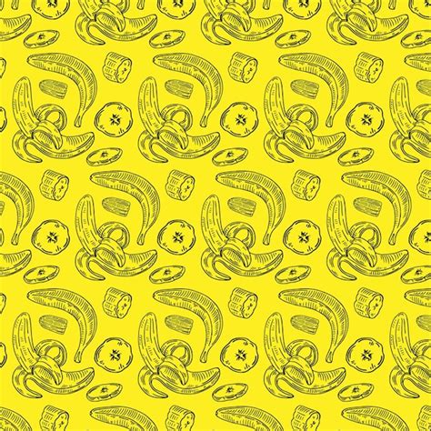 Premium Vector Seamless Pattern With Hand Drawn Bananas