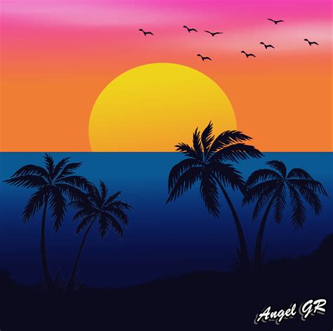 Atardecer En La Playa Dibujo Para Colorear Dhaverkate