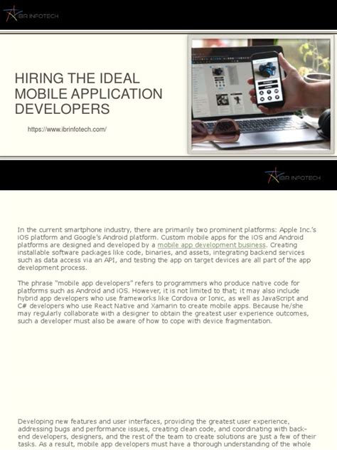 Hiring The Ideal Mobile Application Developers Pdf Mobile App Programmer