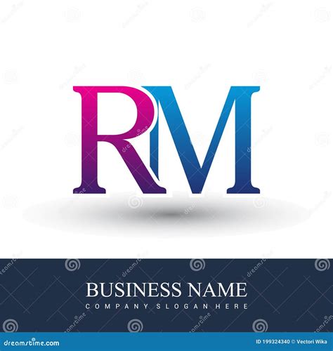 Logotipo De Letra Inicial RM Colorido Vermelho E Azul Elementos De