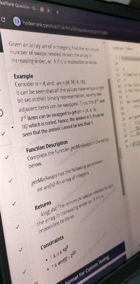 Kerraank Question Qu C Given An Array Arr Of N Integers Find The Minimum Number Of Swaps