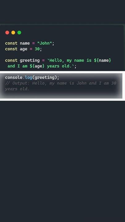 Mastering Template Literals In Javascript Tips And Tricks Javascript Shorts Templateliterals