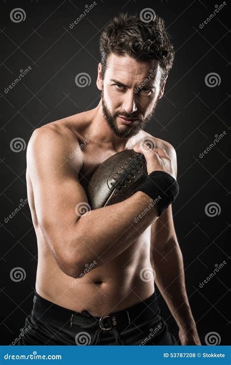 Shirtless Football Player With Helmet Royalty Free Stock Image CartoonDealer
