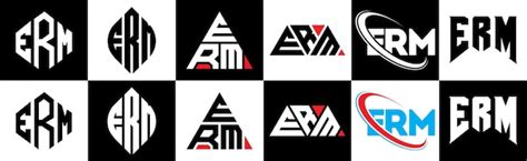 Premium Vector Erm Letter Logo Design In Six Style Erm Polygon Circle