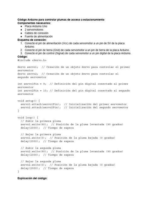 Puedes Crear Un Codigo De Arduino Para Controlar 2 Pdf Arduino Ingeniería De Software