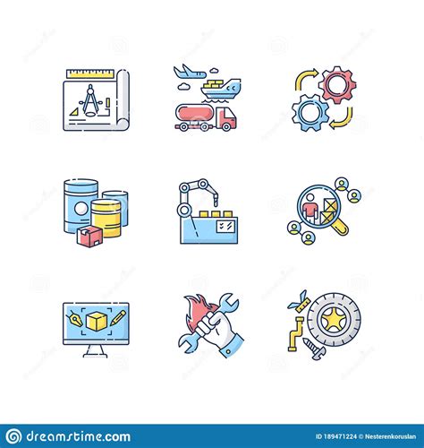 Product Development Process RGB Color Icons Sets Stock Vector
