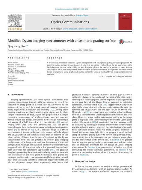 Pdf Modified Dyson Imaging Spectrometer With An Aspheric Grating
