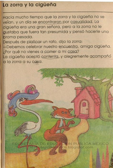 Libros De Primaria De Los 80s La Zorra Y La Cigüeña Mi Libro De