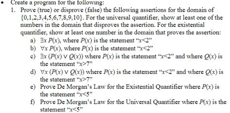 Solved Create A Program For The Following Prove True Chegg