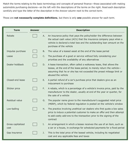 Solved Match The Terms Relating To The Basic Terminology And