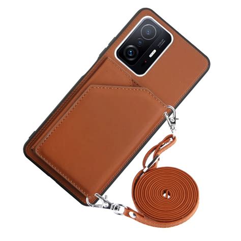 Capa Carteira De Couro Pu Anti Impacto Com Alça De Cartão Crossbody