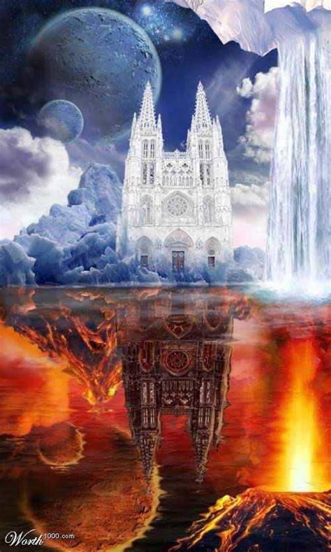 Castle In The Sky Artwork Heaven Vs Hell Drawing Heaven Or Hell