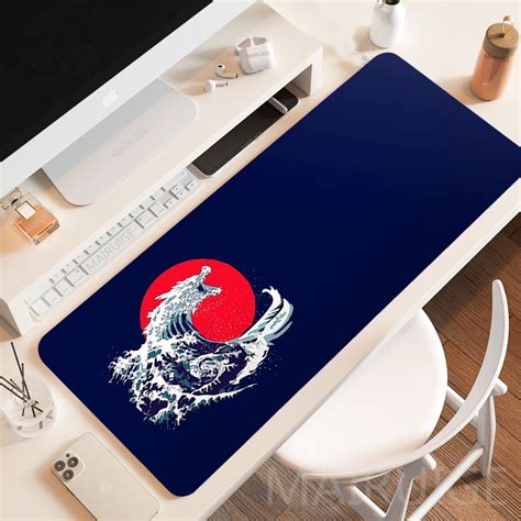 거대한 파도 마우스 패드 비 슬립 XXL 대형 게임 액세서리 Playmats 깔개 일본식 문 마우스 매트 키보드 데스크 매트 카펫 AliExpress