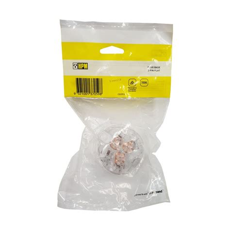 Hpm Electrical Plug Base 3 Pin 10a Clear Mitre 10