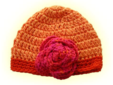 Beanie Rose Pattern Crochet Hat Flower Etsy