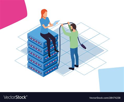 Big Data Colorful Design With Man And Woman Vector Image