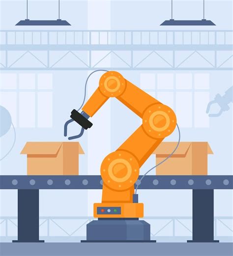 Premium Vector Automation Production Line With Robot Technologies