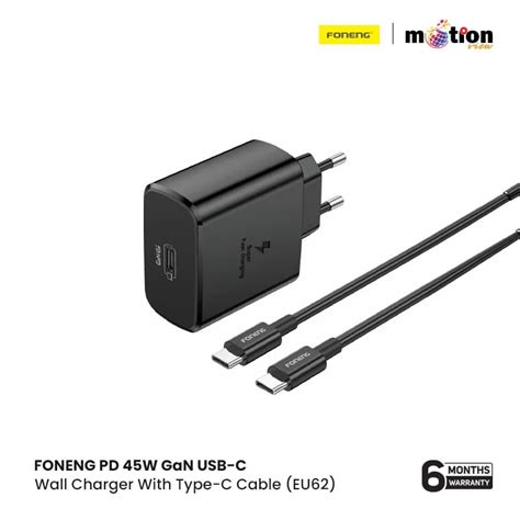 Foneng Pd 45w Gan Usb C Wall Charger With Type C Cable Eu62