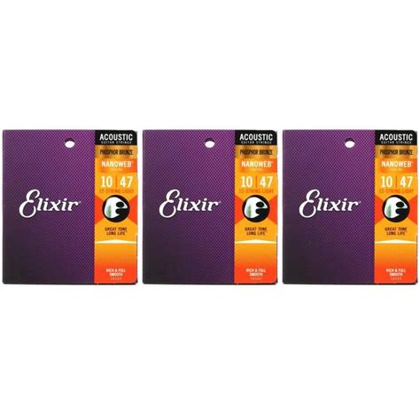 Elixir Strings 16152 Nanoweb Phosphor Bronze Acoustic Guitar Strings 010 047 12 String Light