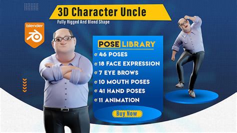 3d Model Cartoon Uncle Character Rigged Vr Ar Low Poly Cgtrader