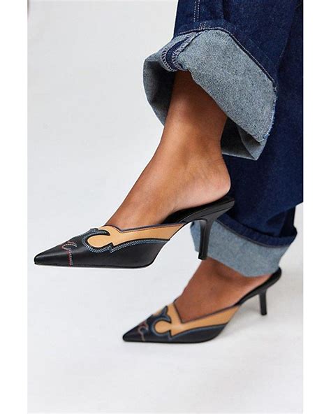 Steve Madden Pointed Toe Western Mule Heels In Blue Lyst