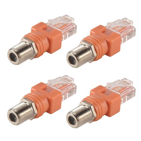 Coaxial To Ethernet Adapter 4 Pack Coax Rf F Female Rj45 Male