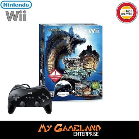 Nintendo Wii Classic Pro Controller Bundle Monster Hunter 3 Tri Black