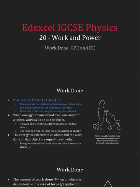 Igcse Physics Lecture 20 Work And Power Pdf Mass Potential Energy