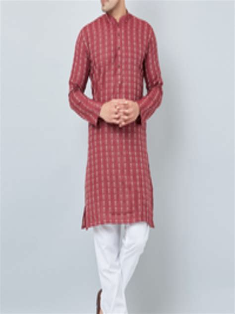 Buy Armaan Ethnic Motifs Woven Design Mandarin Collar Straight Kurta