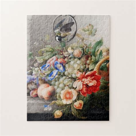 Still Life Flowers And Fruits Classical Art Jigsaw Puzzle Zazzle
