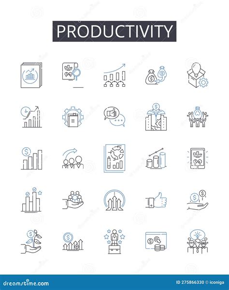 Productivity Line Icons Collection Efficiency Efficacy Effectiveness