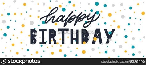Happy Birthday Lettering Text Banner Black Color Vector Happy
