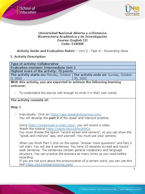 Activity Guide And Evaluation Rubric Unit 2 Task 4 Rewording Ideas Pdf Plagiarism