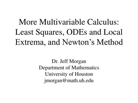 Ppt More Multivariable Calculus Least Squares Odes And Local