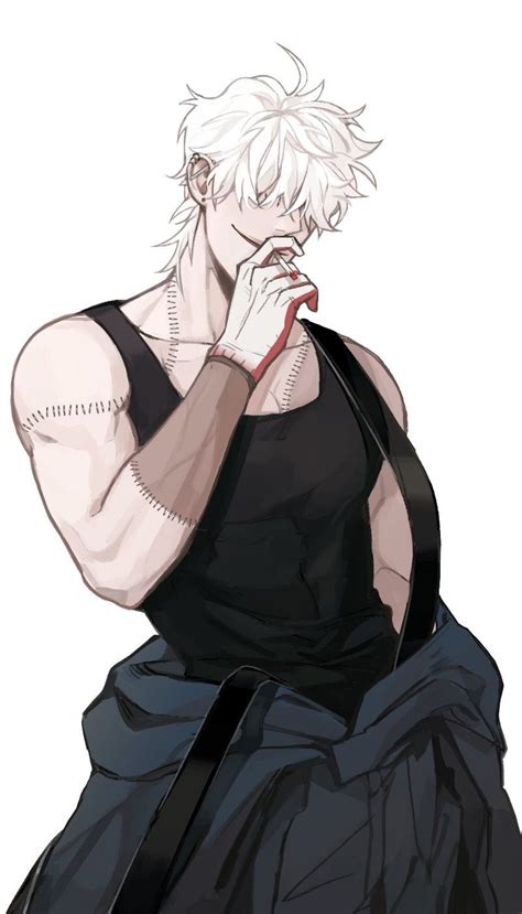 Dark Anime Guy With White Hair And Black Clothes