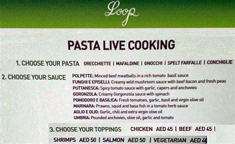 Menu At Loop Cafe Dubai Exhibition Gate Hall Sheikh Zayed Rd