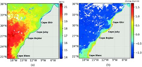 a SST C and b chl a log ðmgm À Þ images selected from our Download Scientific