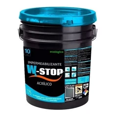 Impermeabilizante W Stop 7 Años Cubeta 19 Lts Blanco Meses sin interés